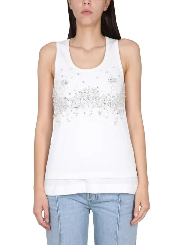 Bottega Veneta Embellished Jersey Tank Top - White