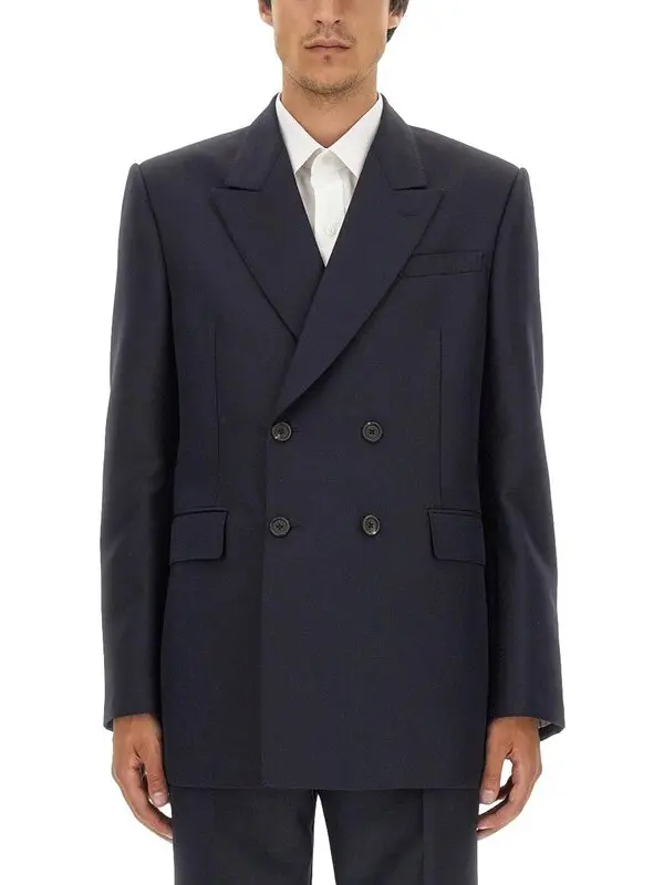 Alexander McQueen Double-breasted Wool Mohair Jacket - Blue
