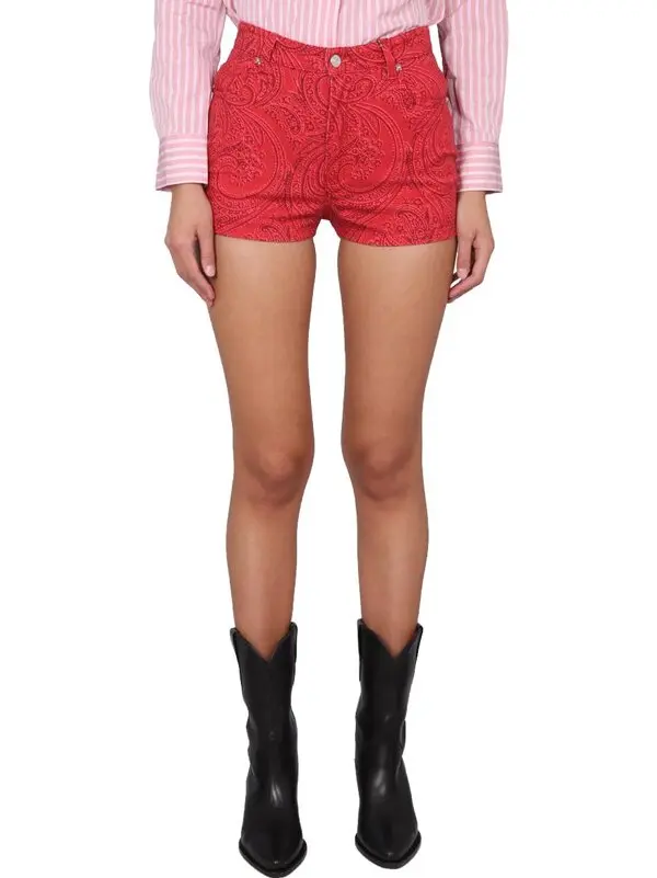 Etro Paisley Print Shorts - Red