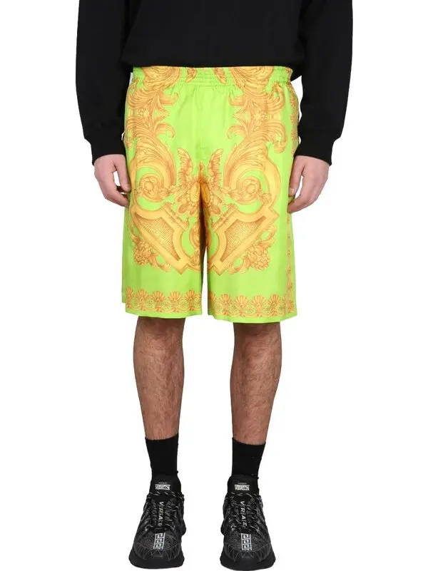 Versace Printed Elasticated Shorts - Green