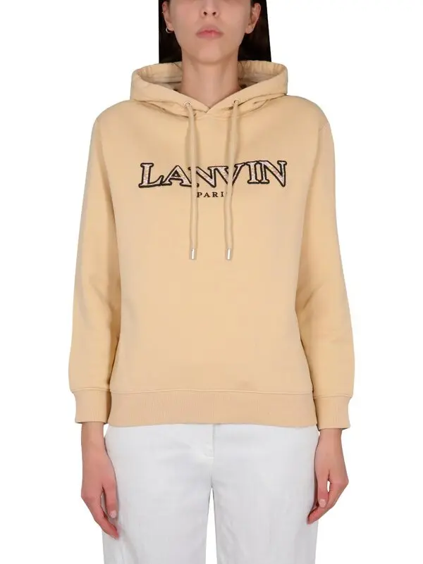 LANVIN Logo Embroidery Hoodie - Cream
