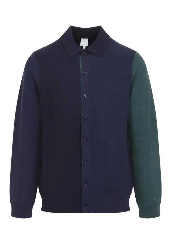 Paul Smith Wool Knit Cardigan Shirt - Blue