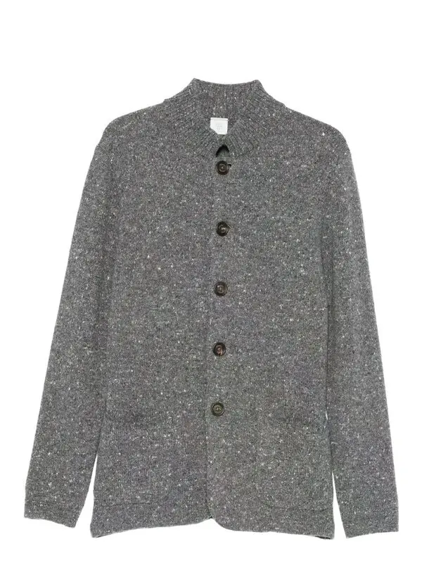 Eleventy Flecked-knit Button-up Cardigan - Grey