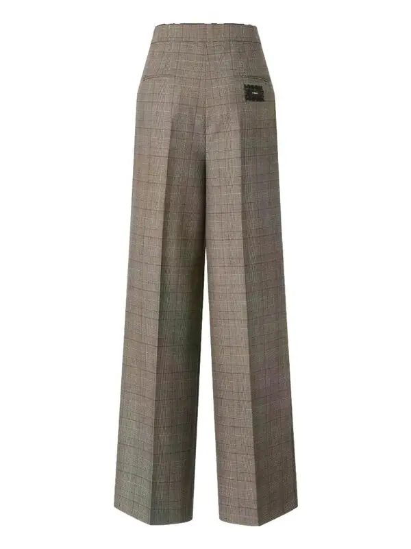 Pinko Check Lace-trim Trousers - Neutrals
