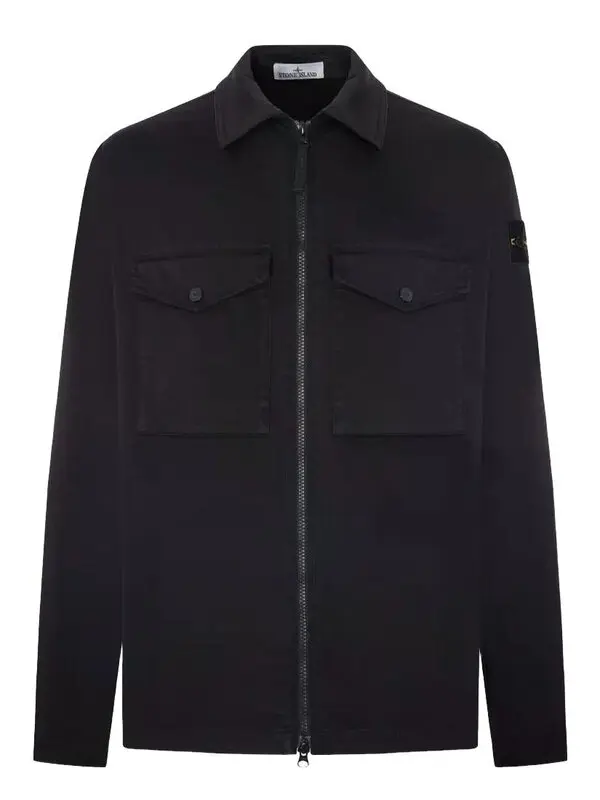 Stone Island Flap-pockets Zip-up Overshirt - Black