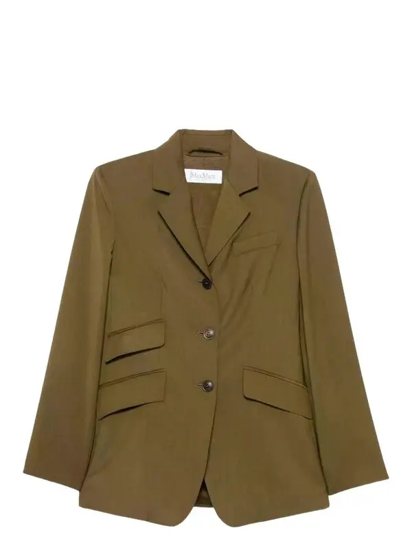 Max Mara Single-breasted Notched Lapel Jacket - Green