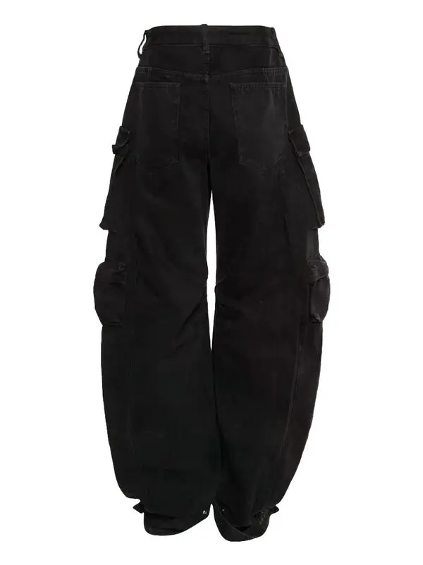 Attico Cargo Jeans With Drawstring Cuffs - Black