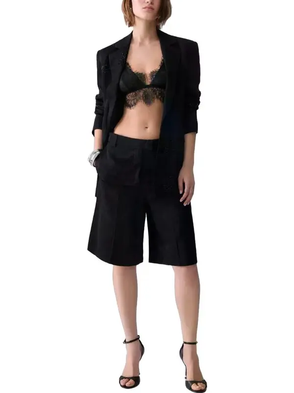 Liu Jo Jewel Embroidered Viscose Jacquard Blazer - Black