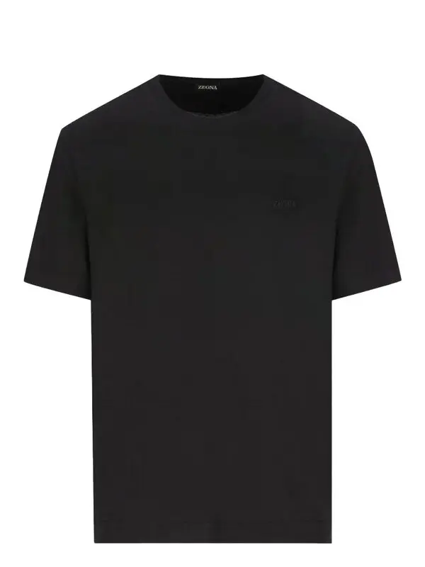 Zegna Logo-embroidered T-shirt - Black