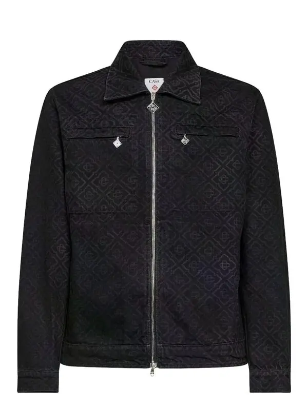 Casablanca Monogram Pattern Denim Jacket - Black