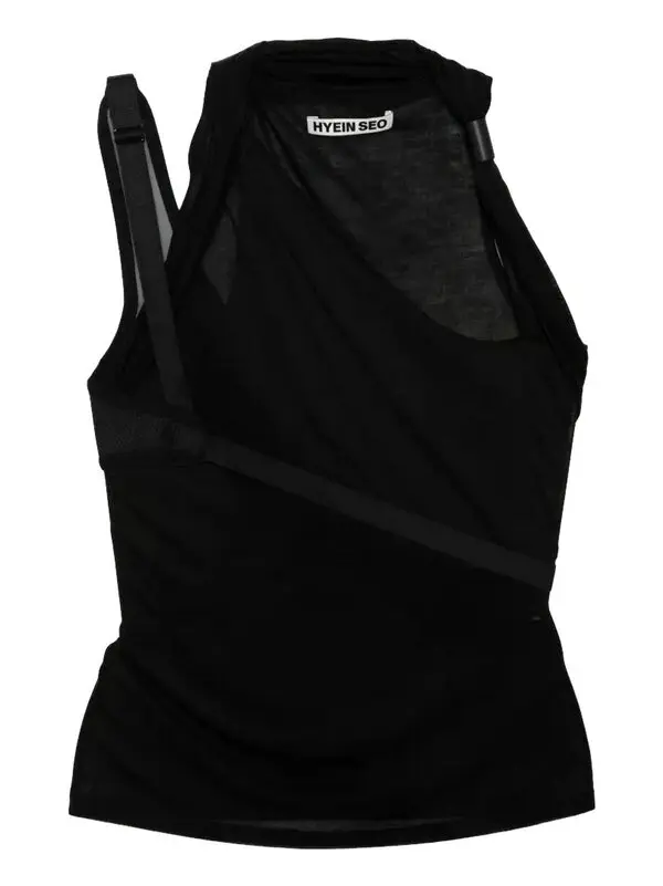 HYEIN SEO Asymmetrical Neck Sleeveless Top - Black