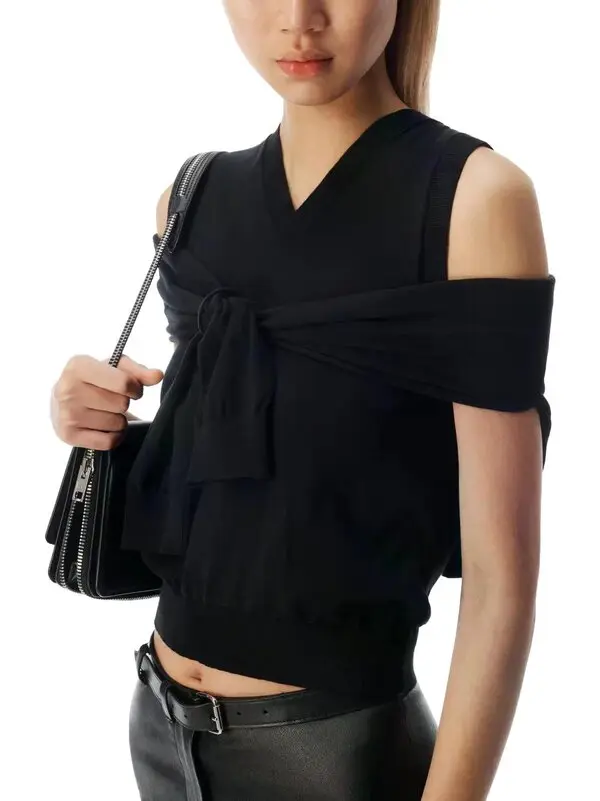 Alexander Wang V-neck Sleeveless Vest With Wrap Detail - Black