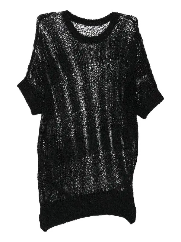 Y’s Asymmetric Drape Knit Top - Black