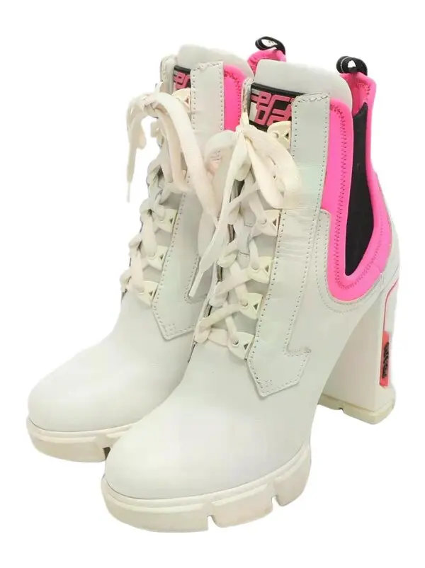 Prada Logo-patch Ankle Boots - White