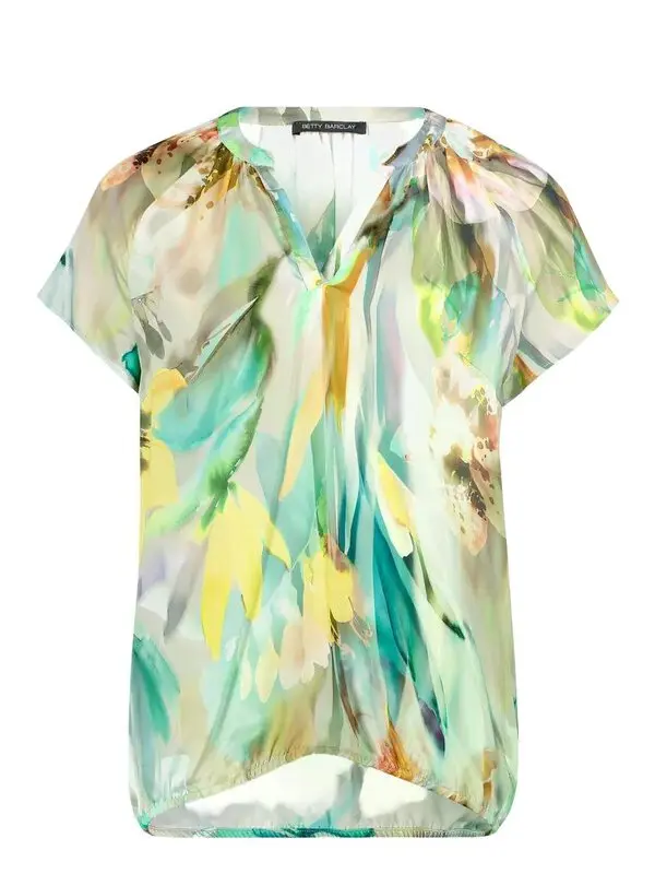BETTY BARCLAY Floral Print V-neck Top - Neutrals