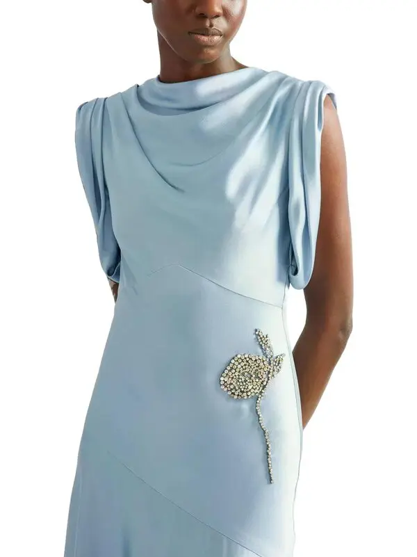Erdem Embroidered Satin-cady Gown - Blue