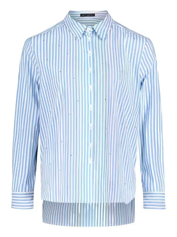 BETTY BARCLAY Crystal Embellished Striped Shirt - Blue