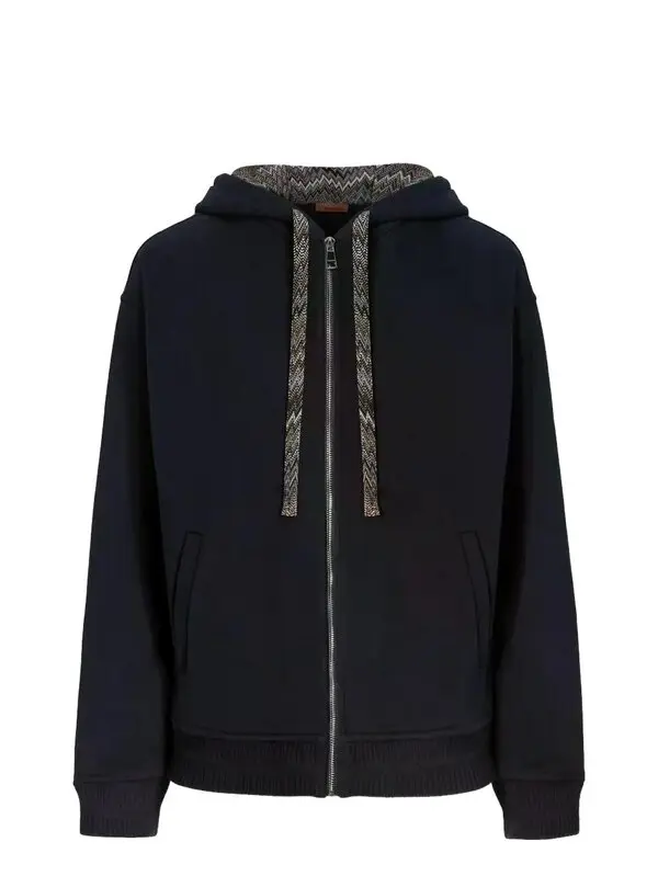 Missoni Zigzag-trim Zip-up Hoodie - Blue