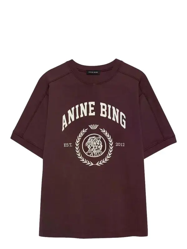 ANINE BING Jaylin T-shirt With Embroidered Collegiate Graphic - Red