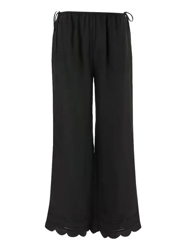 THE GARMENT Scalloped-hem Silk Trousers - Black