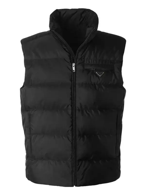 Prada Padded Logo Plaque Vest - Black