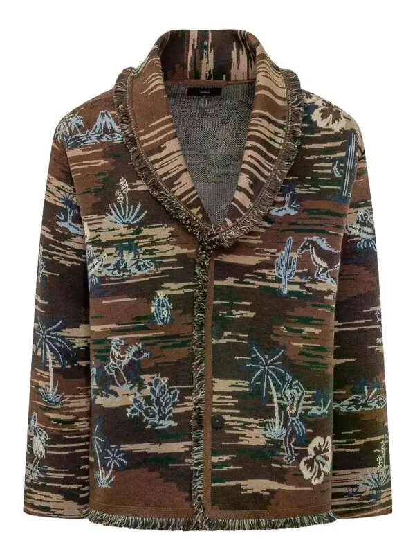 Alanui Fringed Jacquard-knit Cardigan - Brown