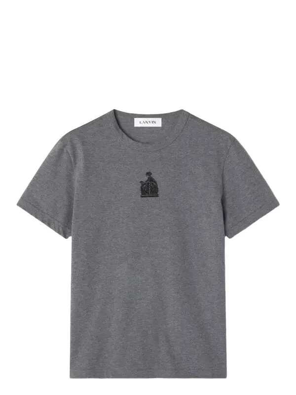 LANVIN Embroidered Mother And Child Logo T-shirt - Grey