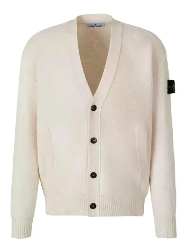 Stone Island Logo Patch V-neck Cardigan - Neutrals
