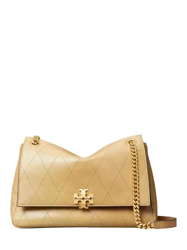 Tory Burch Charlie Quilted Leather Shoulder Bag - Neutrals