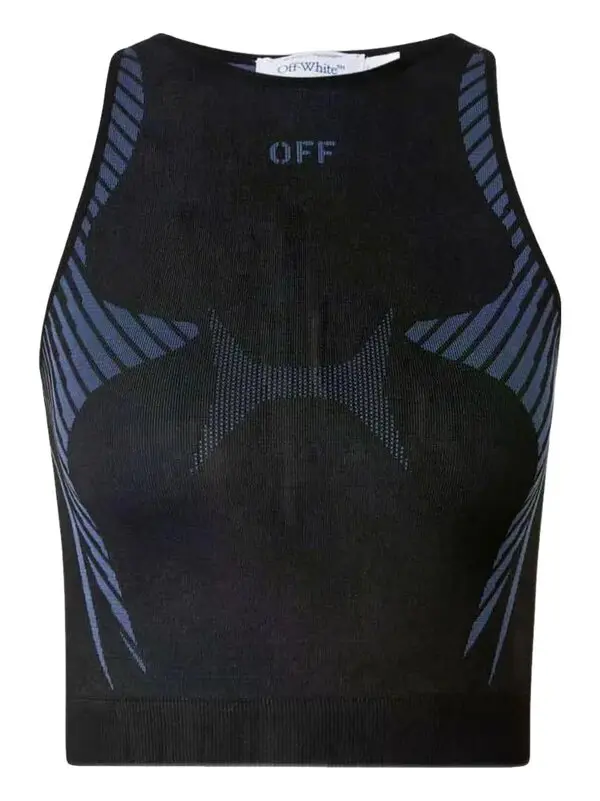Off-White Cropped Logo Print Top - Black