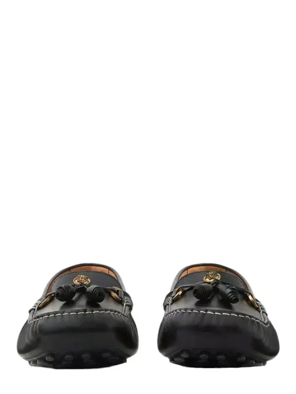 Versace Robin Leather Driving Shoes - Black