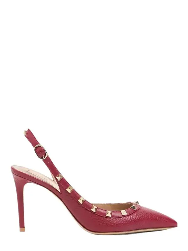 Valentino Garavani Rockstud Slingback Pumps In Elk-print Calfskin - Red