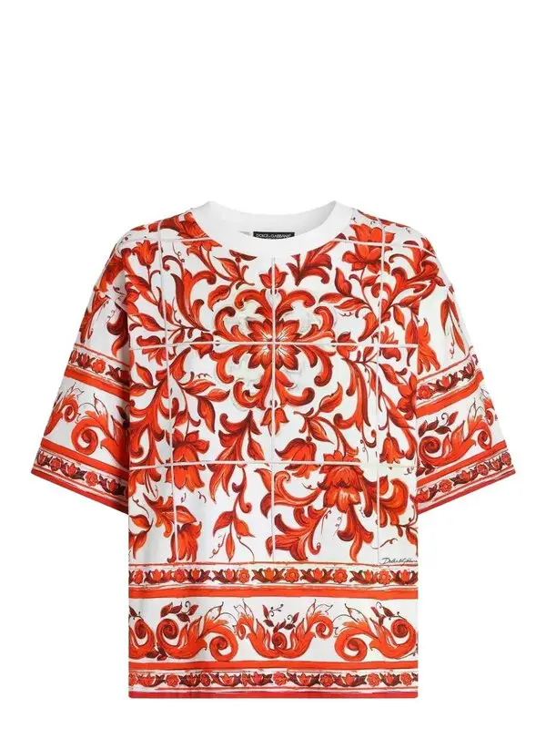 Dolce & Gabbana Majolica-print Jersey T-shirt - White