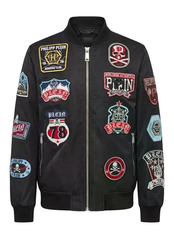 Philipp Plein Patch Embellished Bomber Jacket - Black