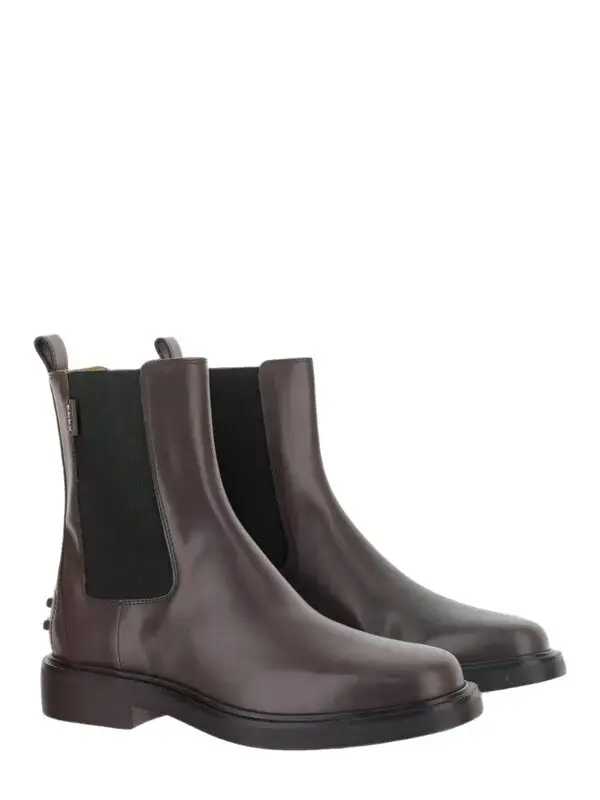 TOD'S Elasticated Leather Ankle Boots - Brown