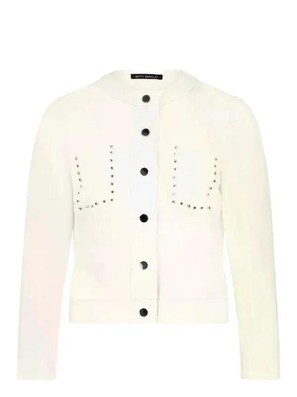 BETTY BARCLAY Stud Embellished Floral Embroidered Jacket - Neutrals