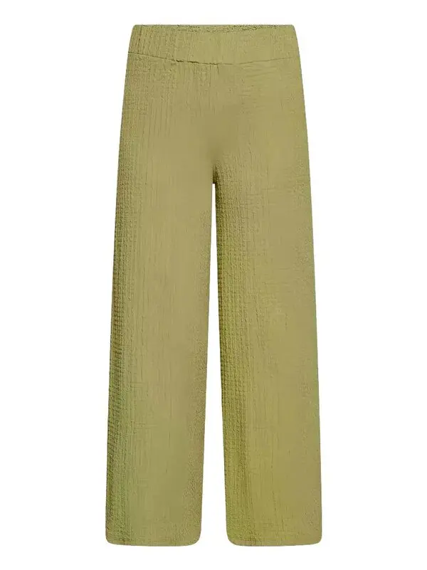 BETTY BARCLAY Seersucker Texture Wide-leg Trousers - Green