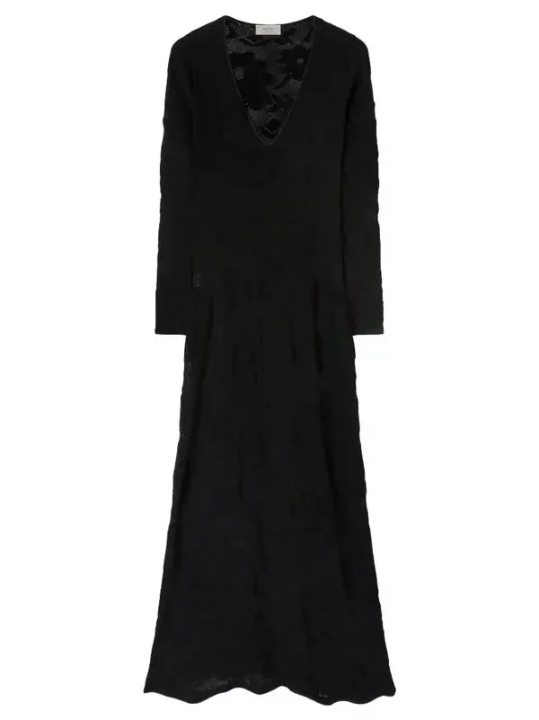 RETORI Retro Floral-lace Knitted Maxi Dress - Black
