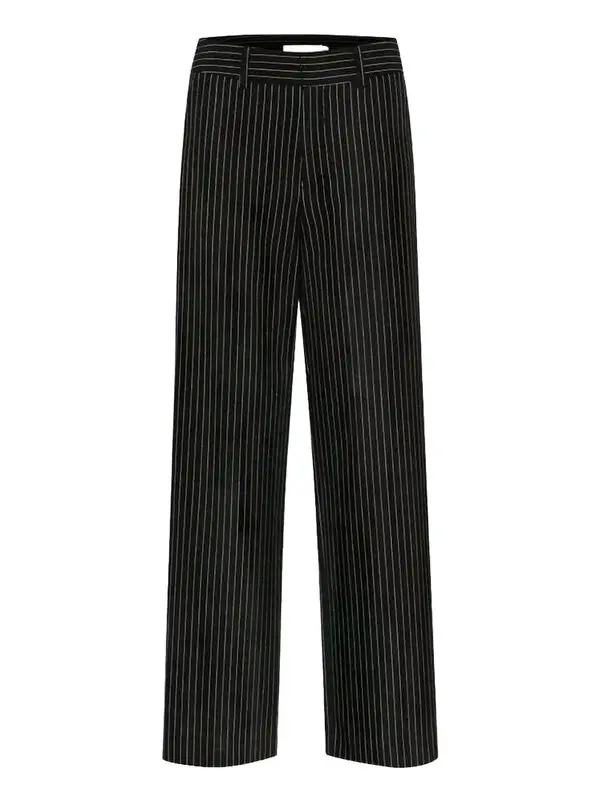 GESTUZ Tailored Pinstripe Wide-leg Trousers - Black