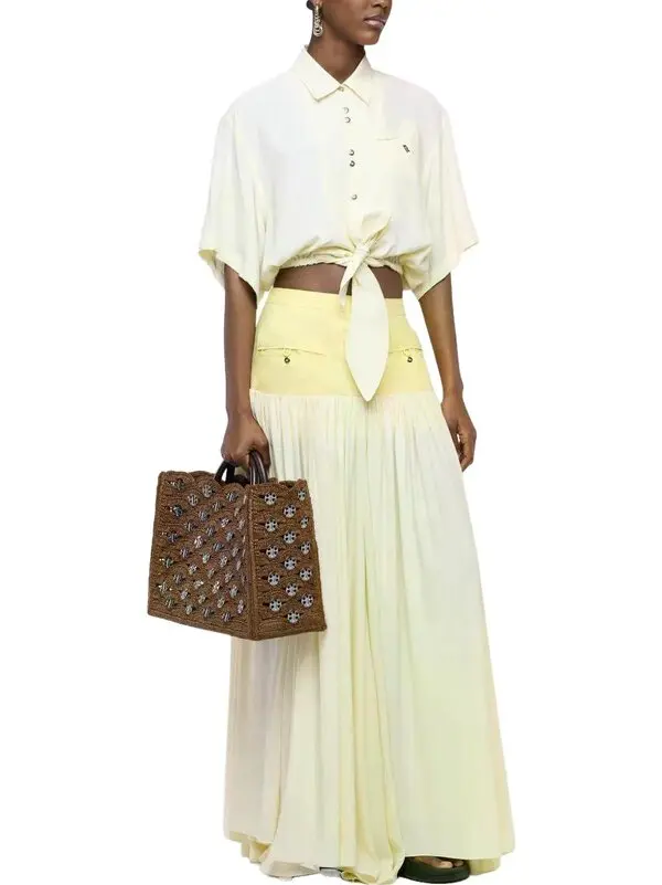 Rabanne 1969 Disc-embellished Raffia Tote Bag - Brown