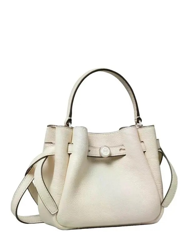 Tory Burch Mini Romy Bucket Bag In Pebbled Leather - Neutrals
