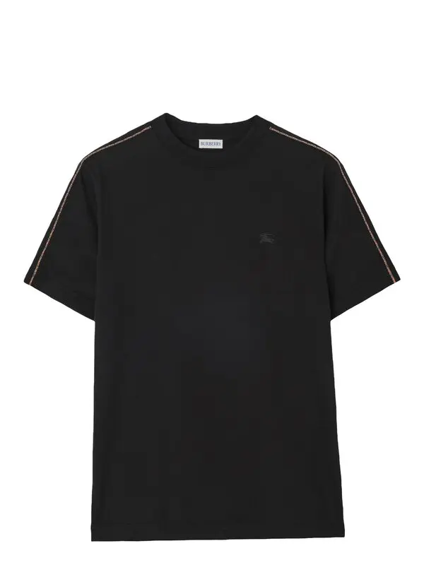 Burberry Cotton Check-piping Slim T-shirt - Black