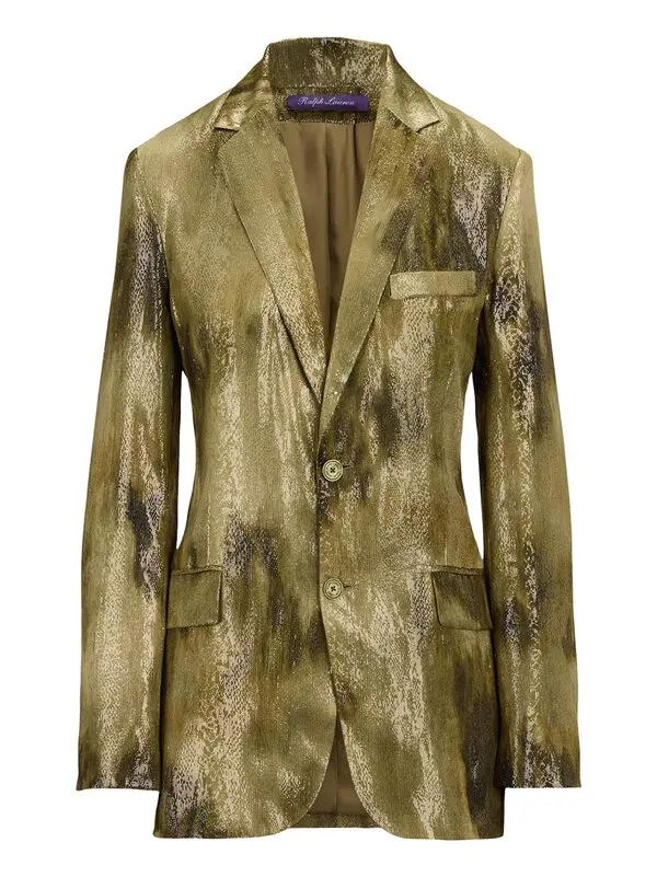 Ralph Lauren Silk-blend Marcy Abstract Metallic Blazer - Green