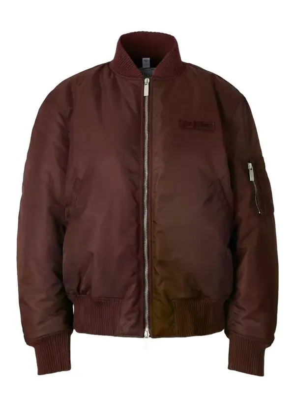 Off-White Logo-patch Zip-up Bomber Jacket - Red