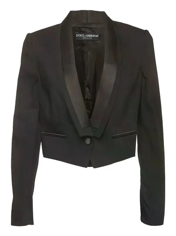 Dolce & Gabbana Shawl-lapel Cropped Wool Blazer - Black