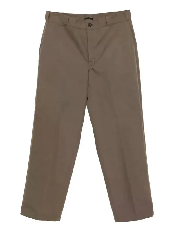 Prada Logo Plaque Straight-leg Trousers - Brown