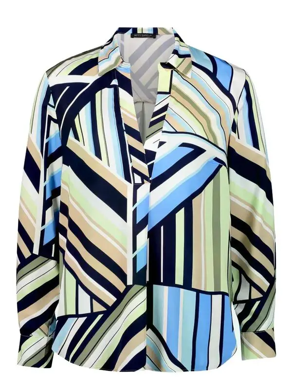 BETTY BARCLAY Abstract Print Long Sleeve Blouse - Blue