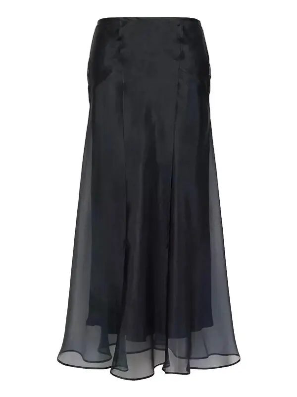 Max Mara Sheer Panel Flared Midi Skirt - Black