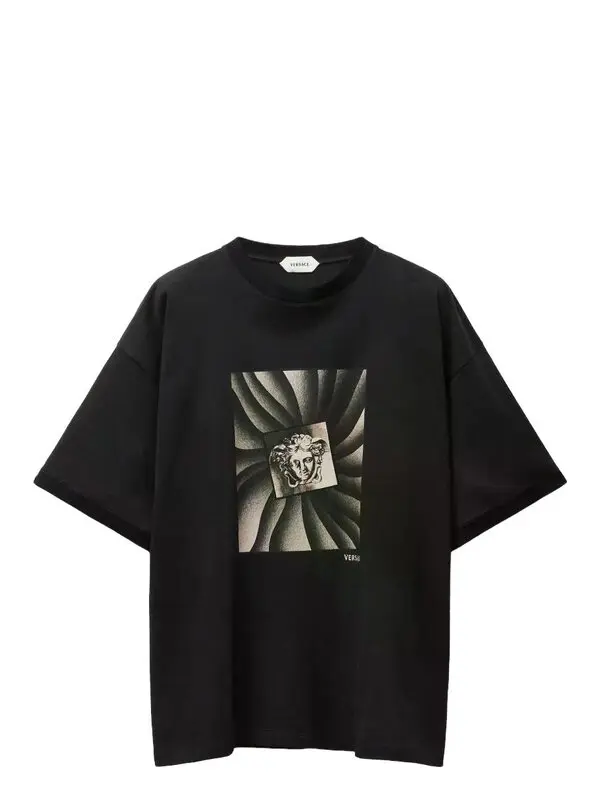 Versace Printed Cotton-jersey Regular T-shirt - Black