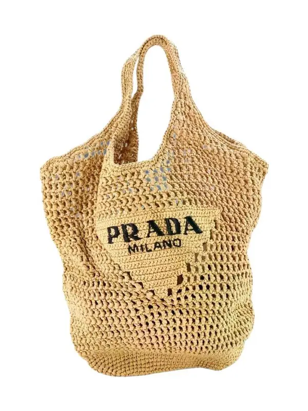 Prada Raffia Small Bucket Bag - Neutrals